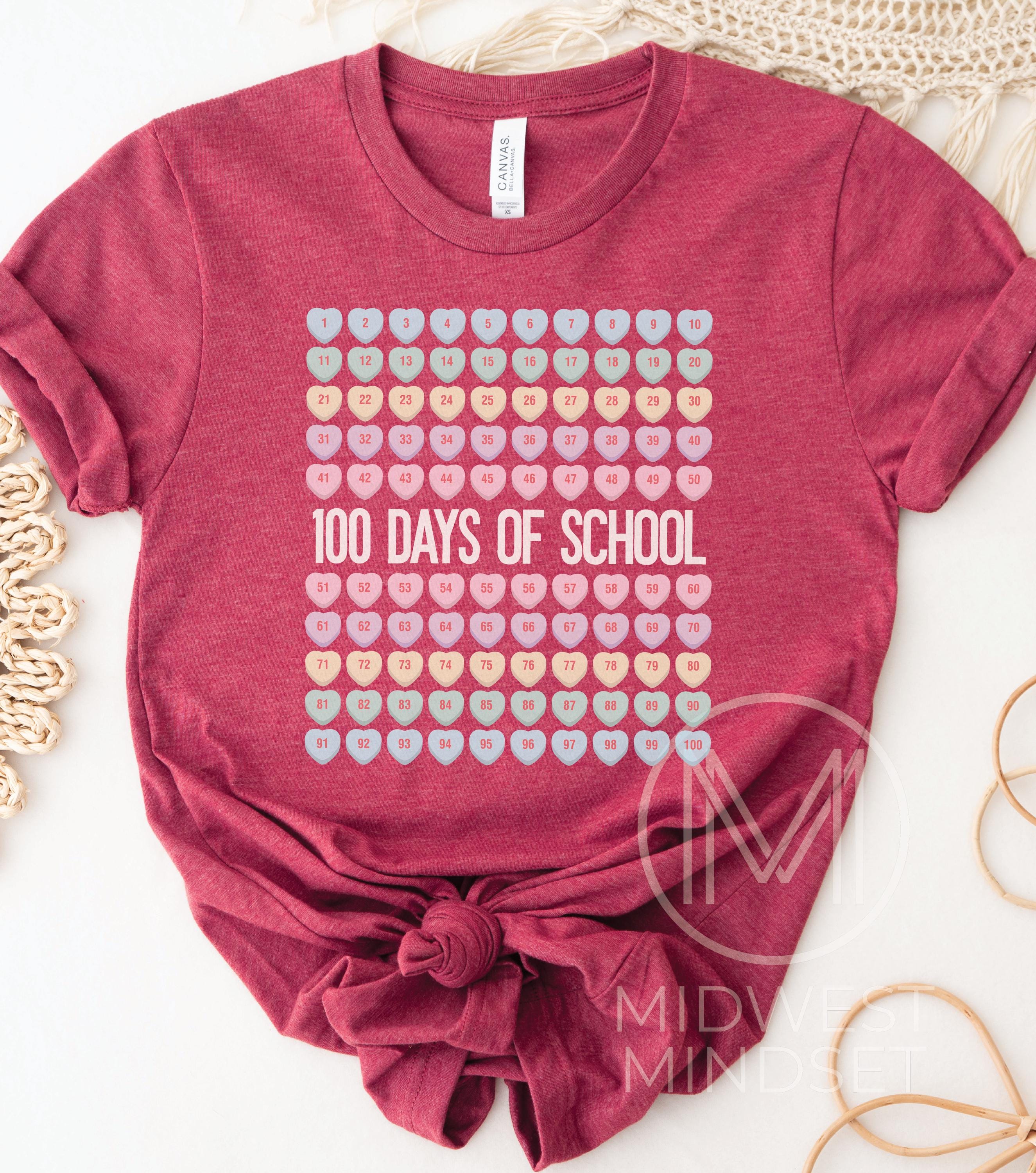 100 Days of School Shirt, 100 Hearts Shirt, Teacher Hearts Valentines ...