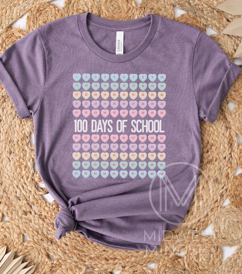 100 Days of School Shirt, 100 Hearts Shirt, Teacher Hearts Valentines ...