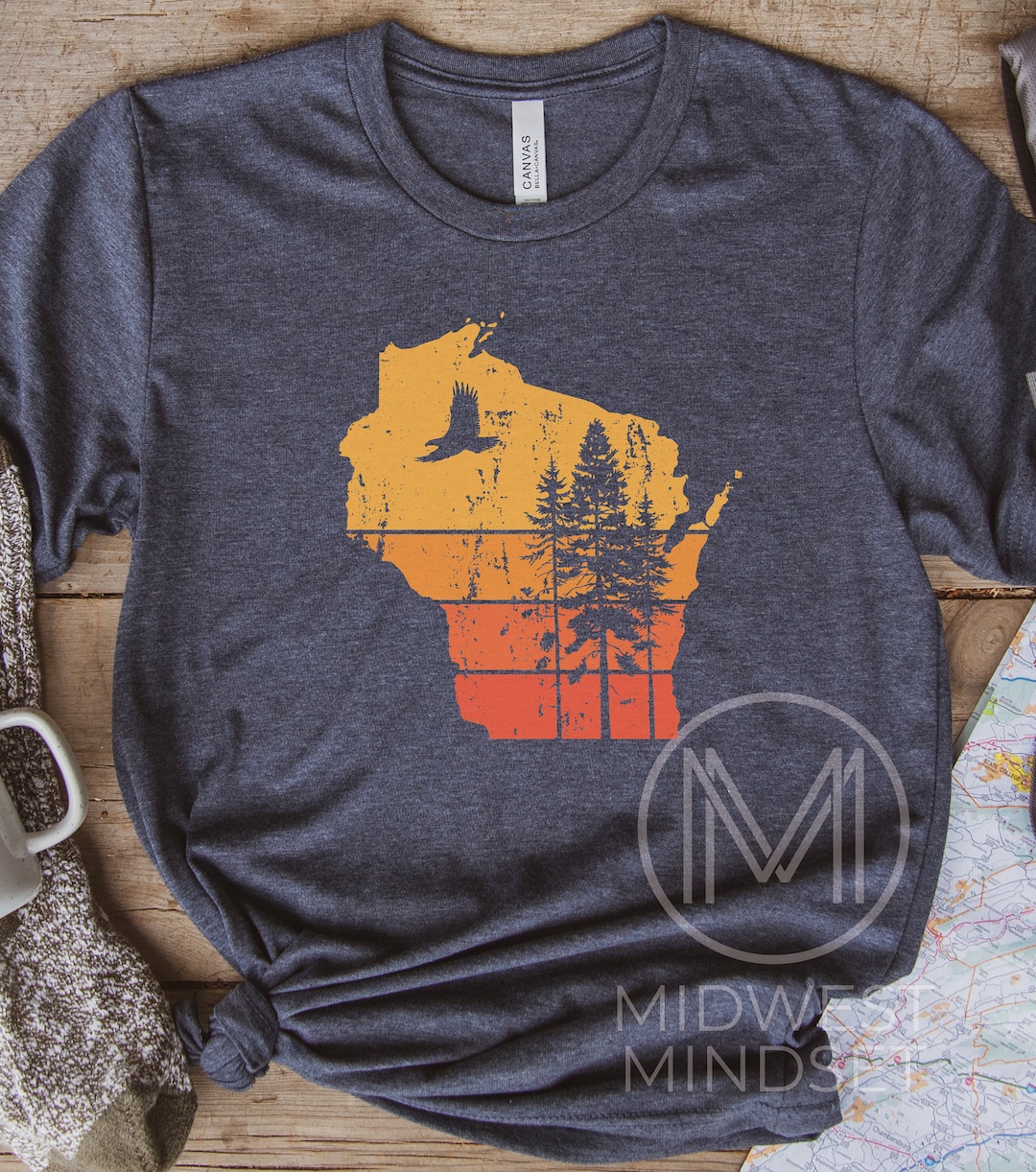 Wisconsin Tshirt, Wisconsin Gift, up North Tshirt, Nature Tee, Vintage ...