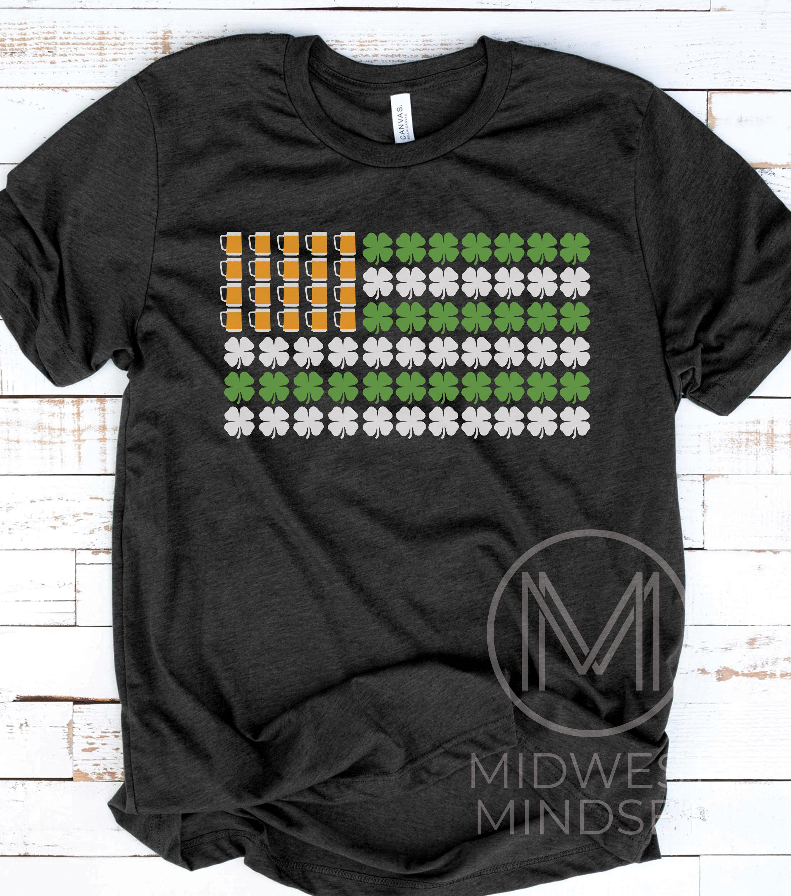 St Patrick's Day Shirt, USA Flag Design Tee, Lucky Beer Shirt, Drunk ...
