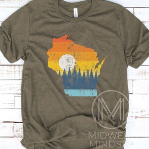Wisconsin Shirt, Wisconsin Gift, Retro State Tee, State T-shirt, Nature ...
