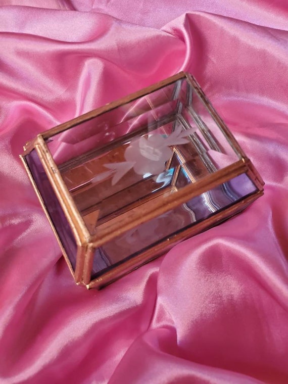 Vintage Glass Flower Box Gem
