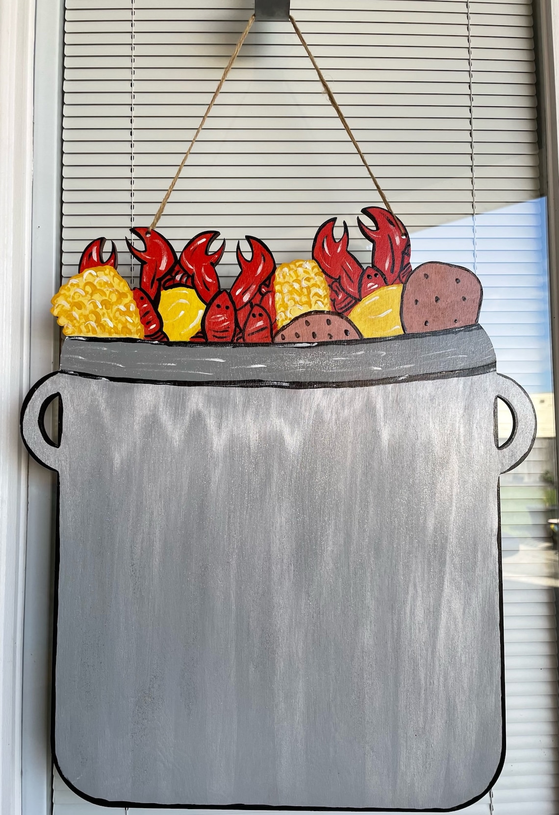 Crawfish Boil Pot Door Hanger and Bow Package, Hand Painted, With Chain ...