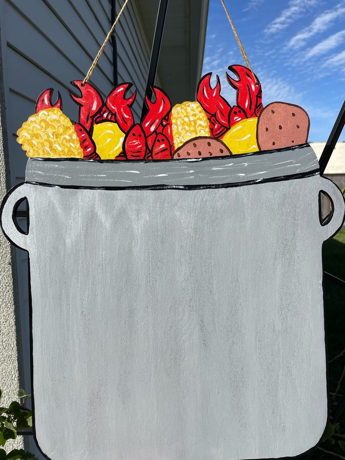 Crawfish Boil Pot Door Hanger and Bow Package, Hand Painted, With Chain ...