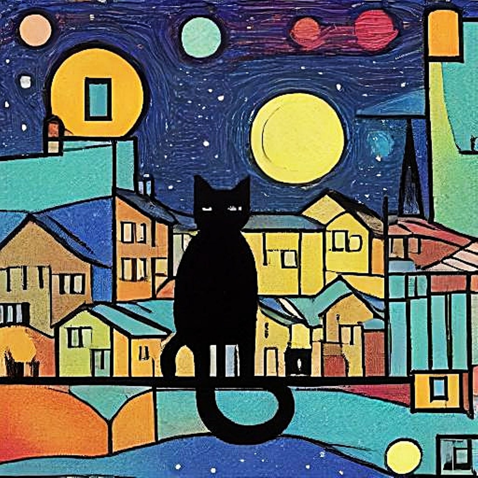 Black Cat at Night 2 - Etsy