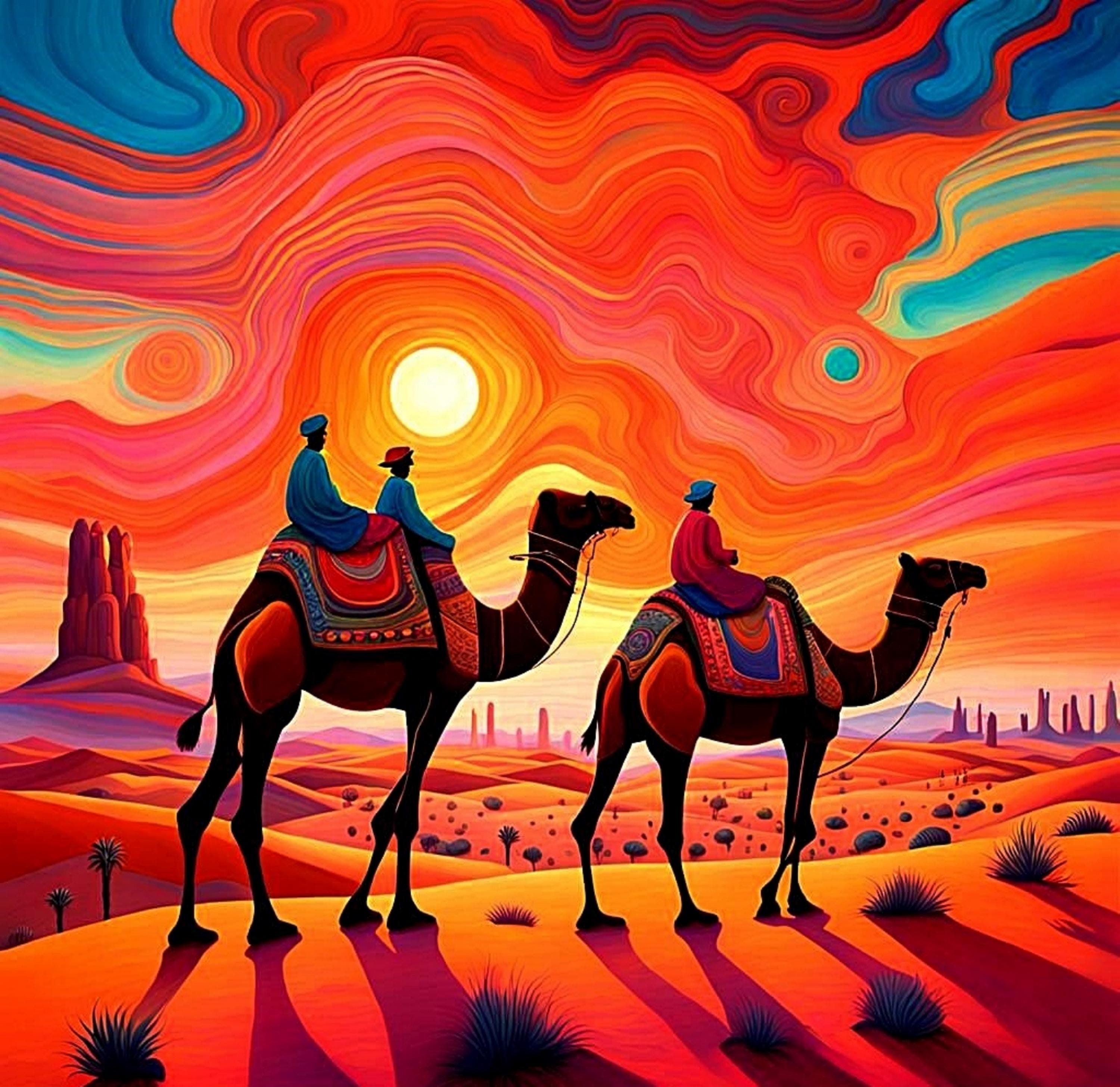 Desert Camel Caravan at Sunset 2 - Etsy