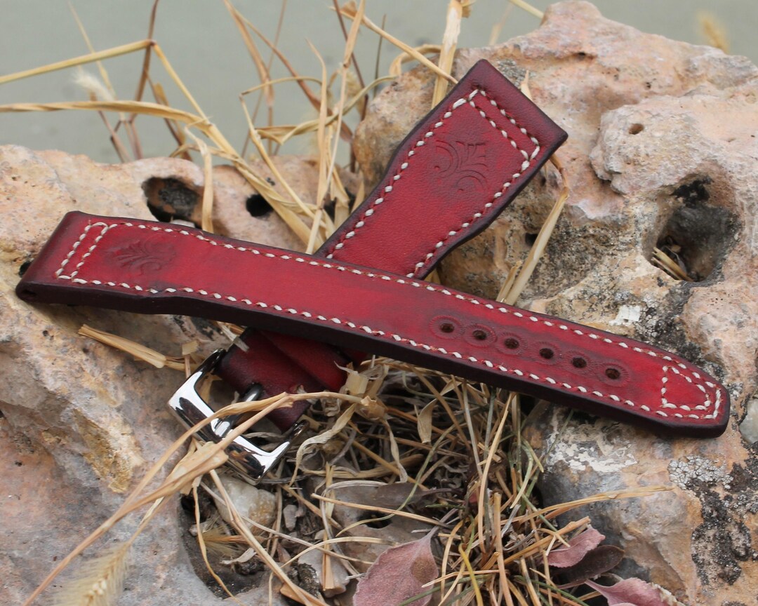 Handmade Leather Pilot Watch Strap, Red Brown Veg Tan, 21/18mm - Etsy