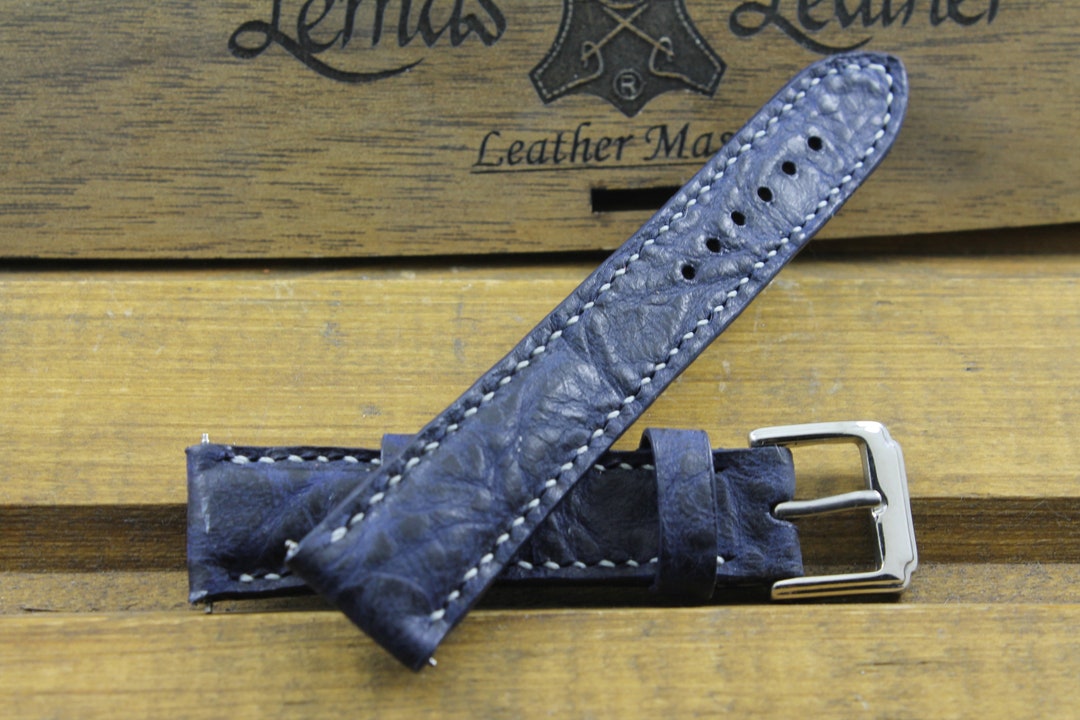 Handmade Vintage Leather Watch Band, Dark Blue Watch Strap - Etsy
