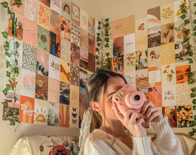 Peachy Pink Aesthetic Wall Collage Kit Vsco Girl Room Decor Wall