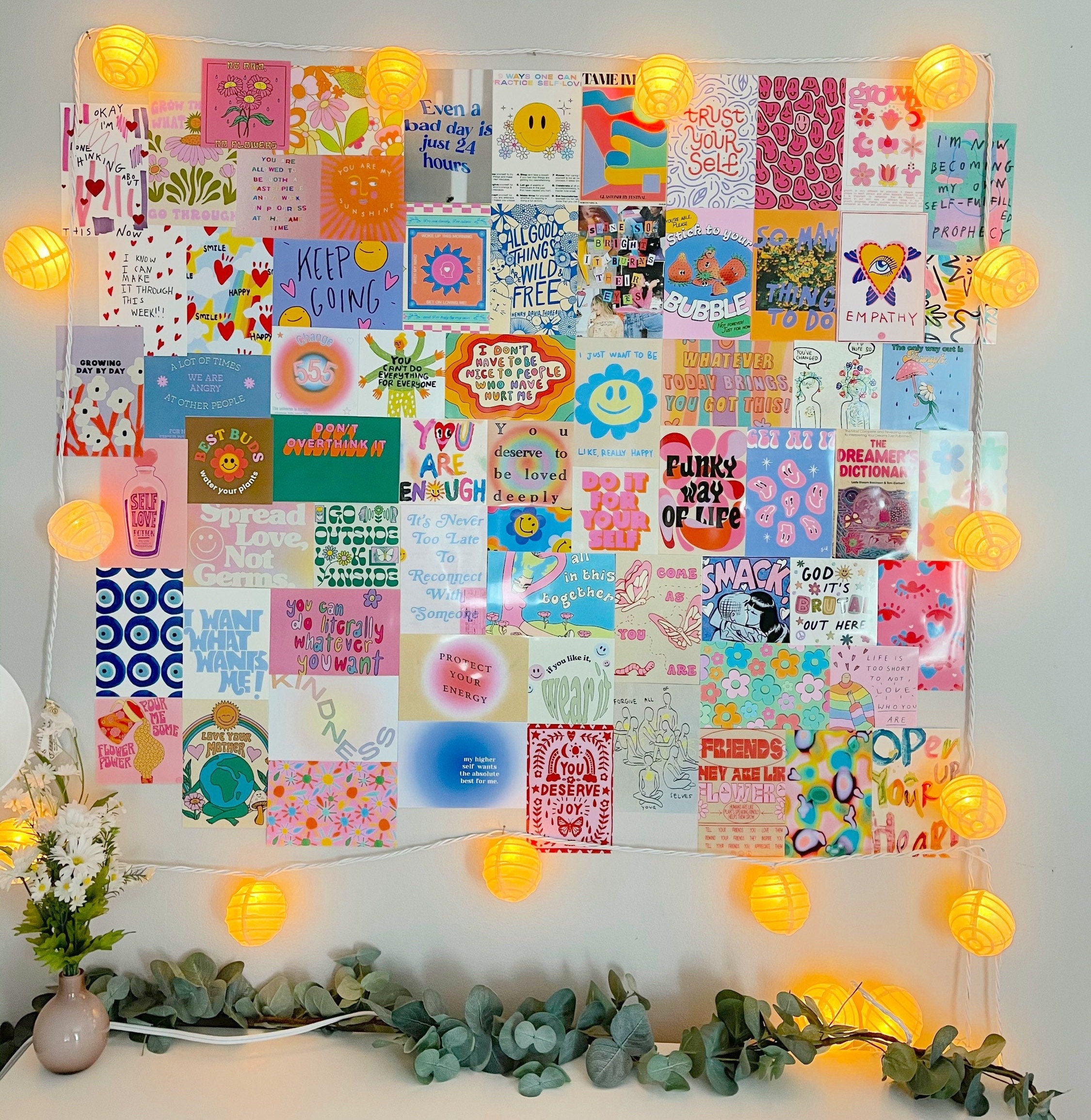 Good Vibes Positive Aesthetic Wall Collage Kit VSCO Girl | Etsy