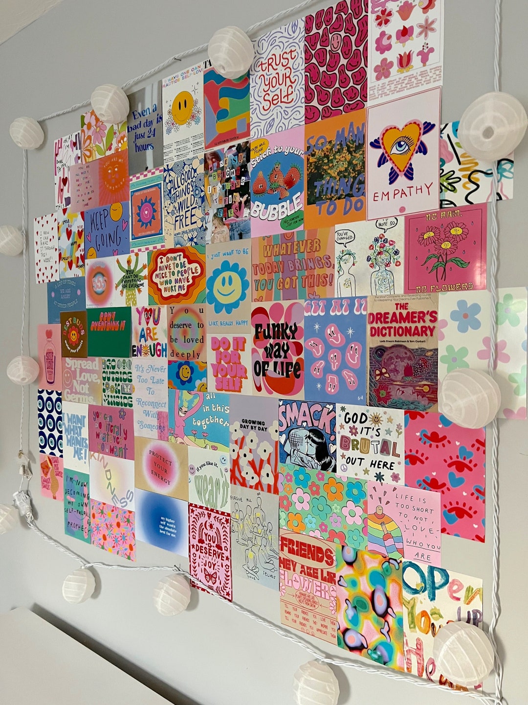 Good Vibes Positive Aesthetic Wall Collage Kit, VSCO, Girl Room Decor ...