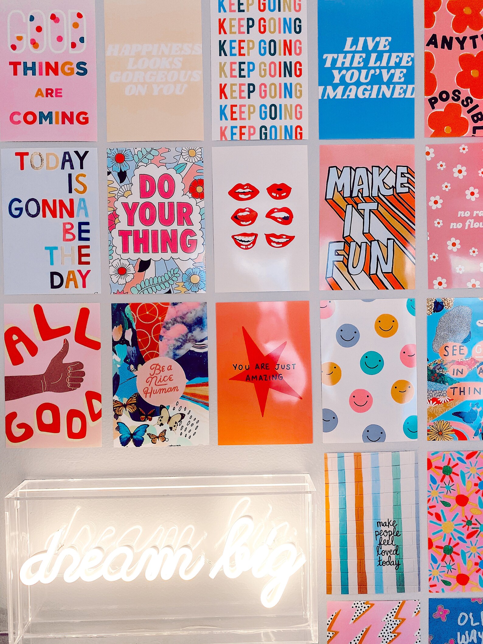 Positivity Good Vibes Aesthetic Wall Collage Kit VSCO Girl - Etsy