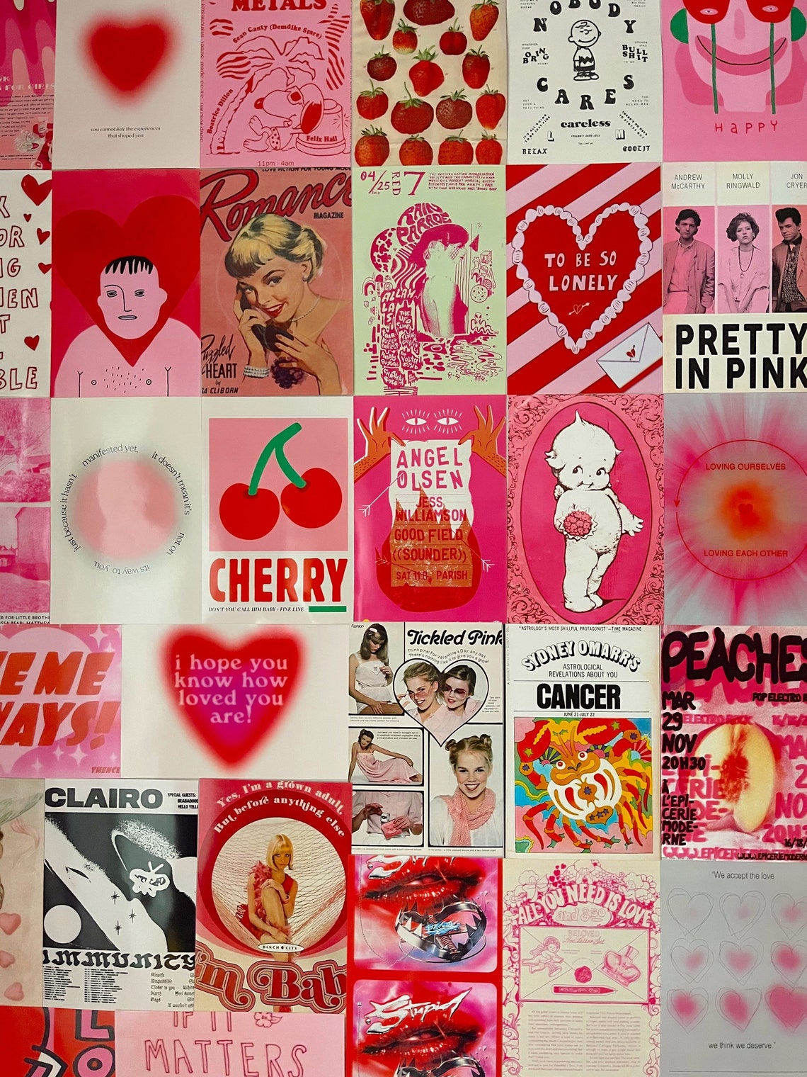 Preppy Pink Aesthetic Wall Collage Kit Aura Vsco Girl Room Etsy