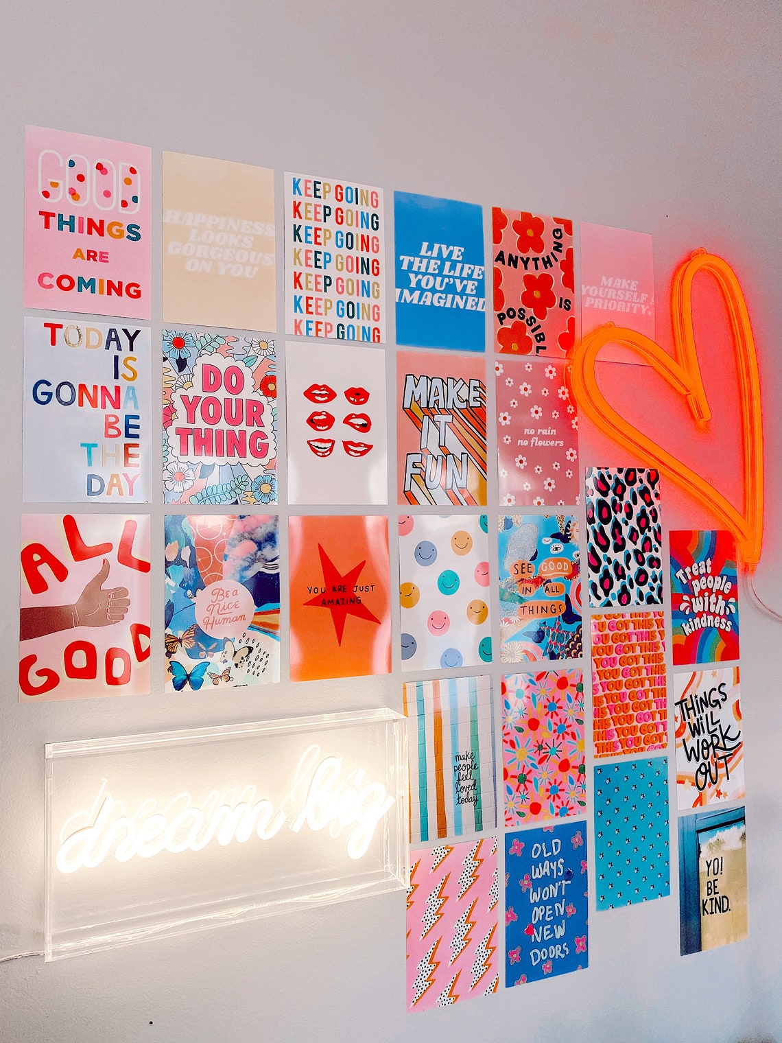 Positivity Good Vibes Aesthetic Wall Collage Kit VSCO Girl - Etsy