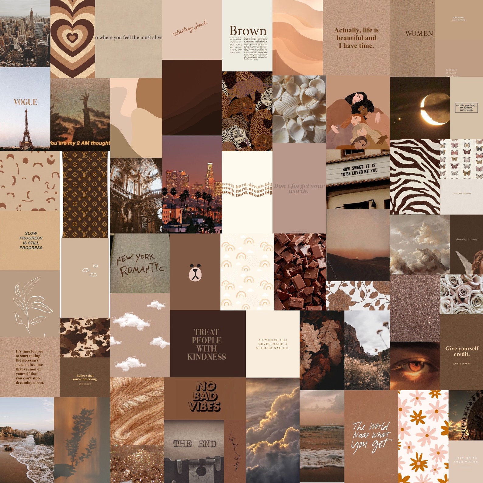 Brown Wall Collage Room Decor Wall Art Wall Decor College - Etsy