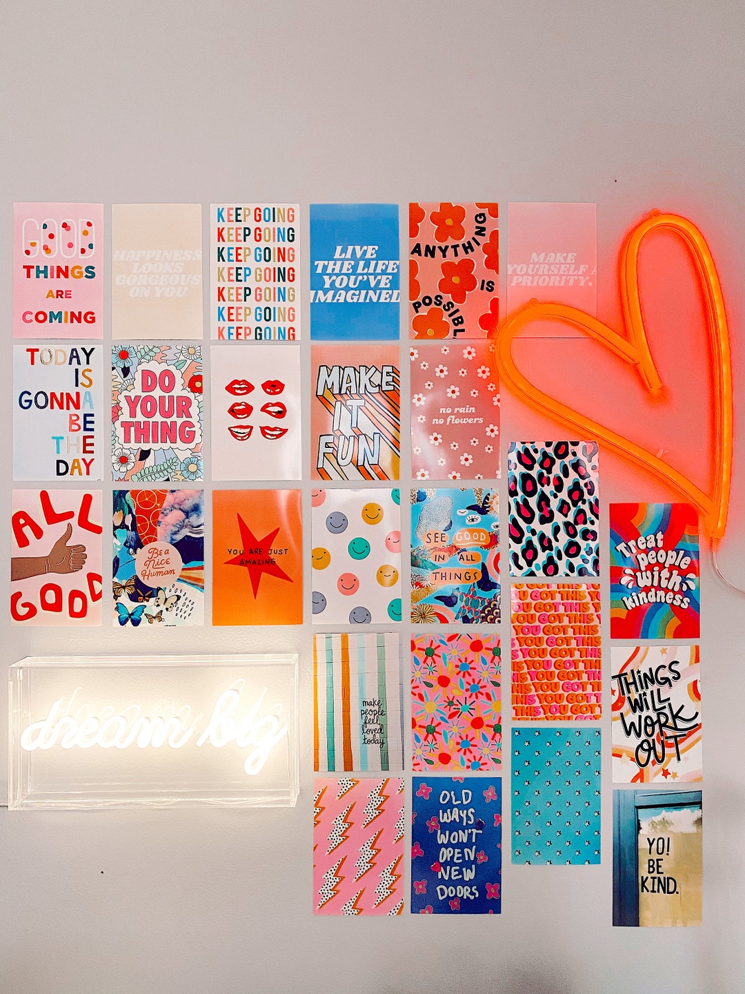 Positivity Good Vibes Aesthetic Wall Collage Kit, VSCO, Girl Room Decor ...