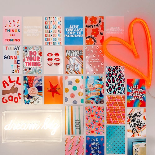 Peachy Pink Aesthetic Wall Collage Kit Vsco Girl Room Decor Etsy