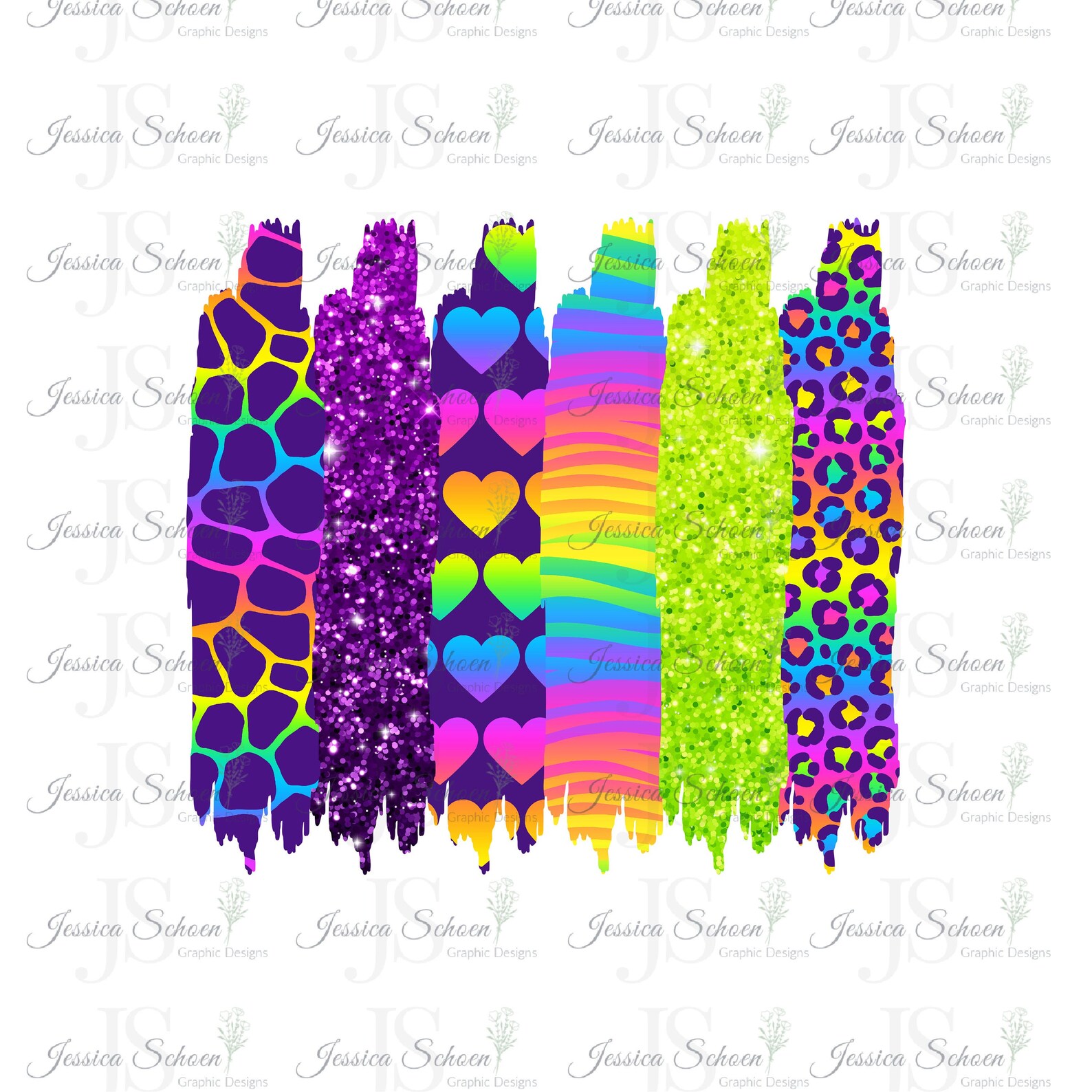 80s 90s Neon Brush Strokes PNG File Sublimation File Brush Strokes Neon ...