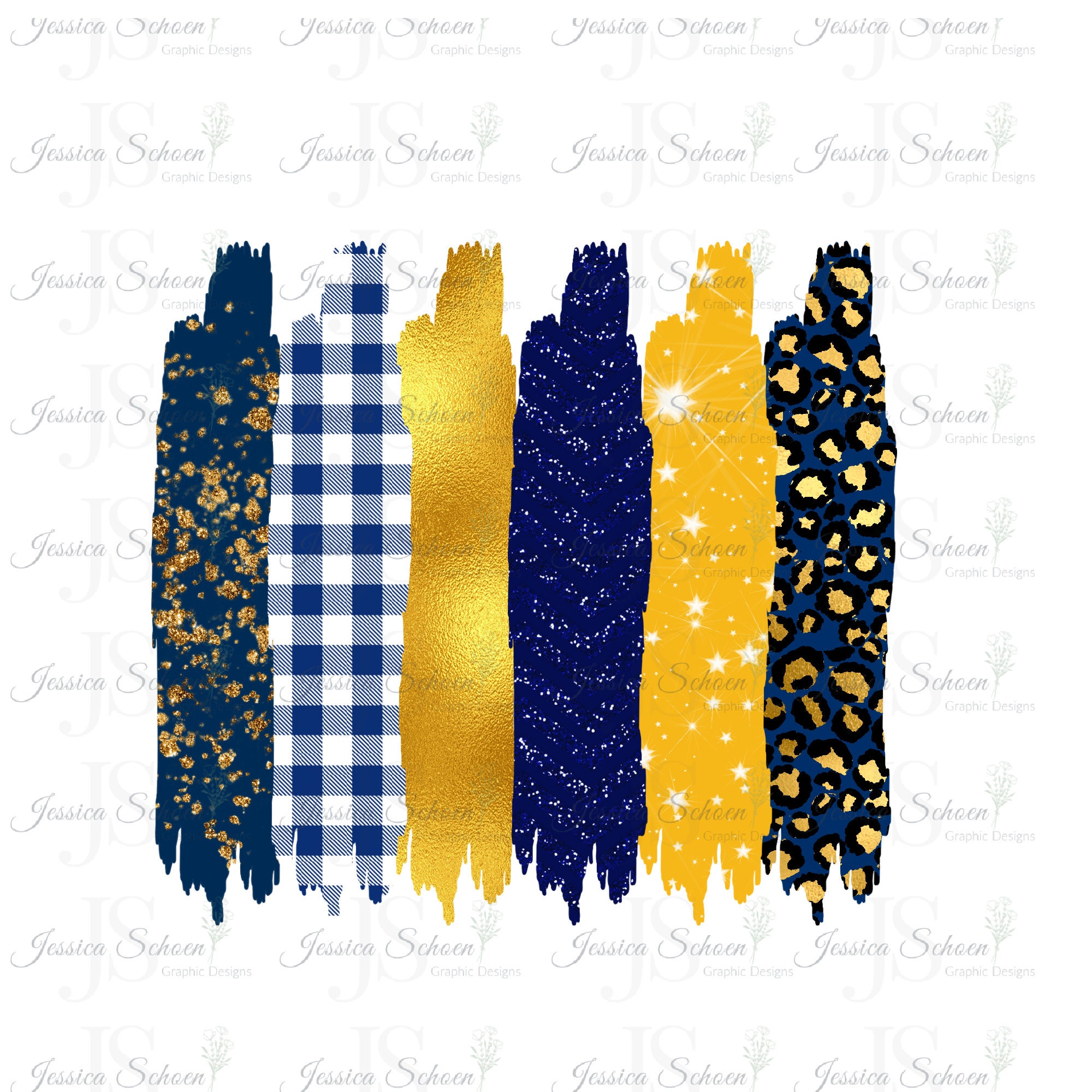 Blue and Gold Brush Strokes PNG File Sublimation File Brush - Etsy