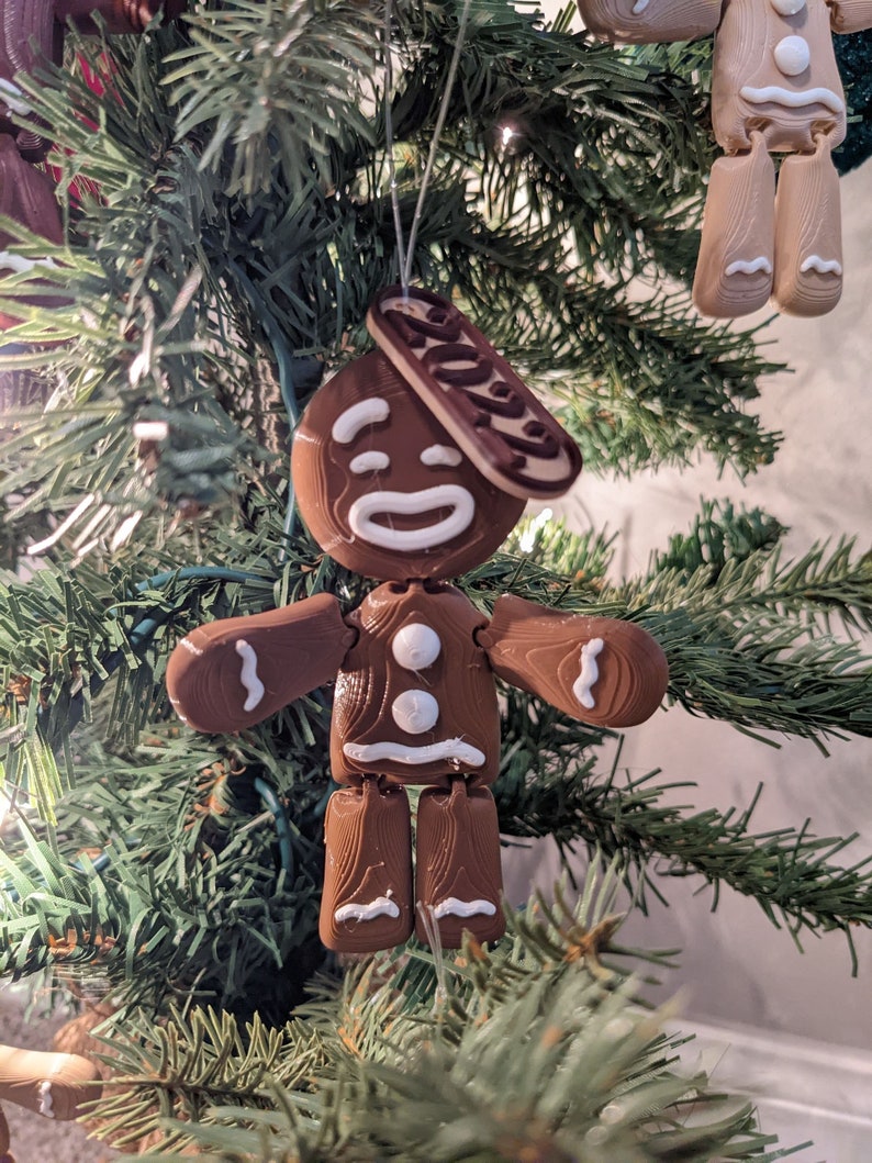 Flexi Factory Gingerbread Man 2-color 3D Printed Ornament - Etsy