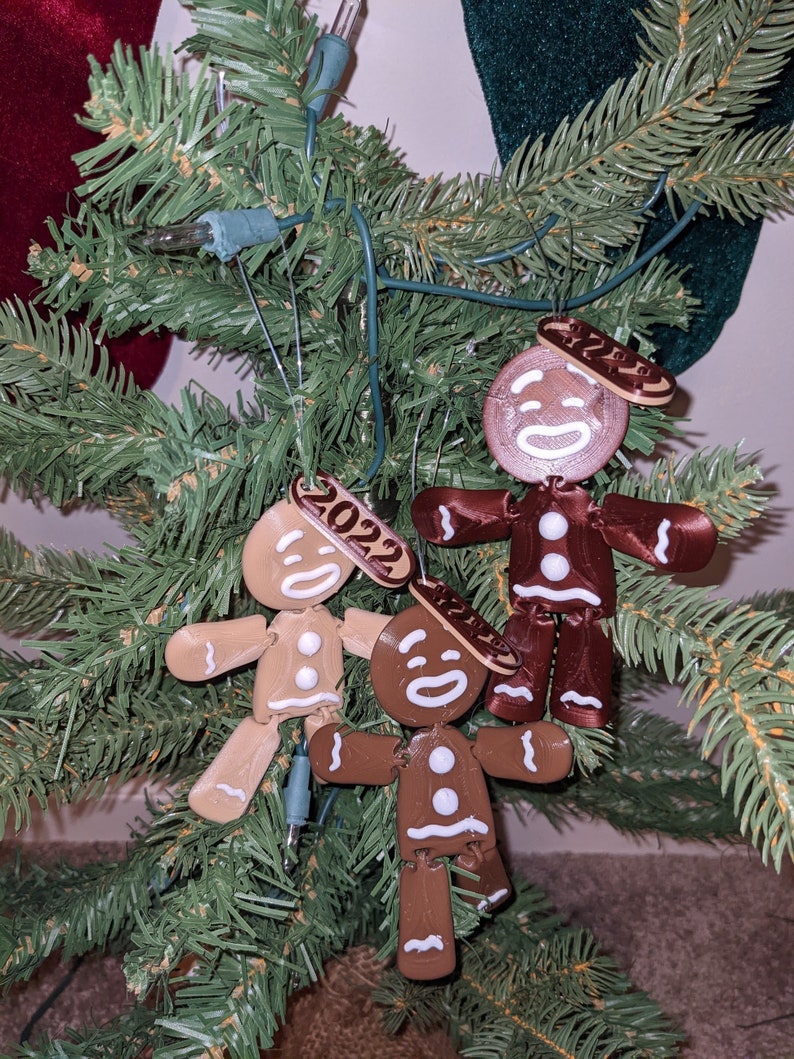 Flexi Factory Gingerbread Man 2-color 3D Printed Ornament - Etsy