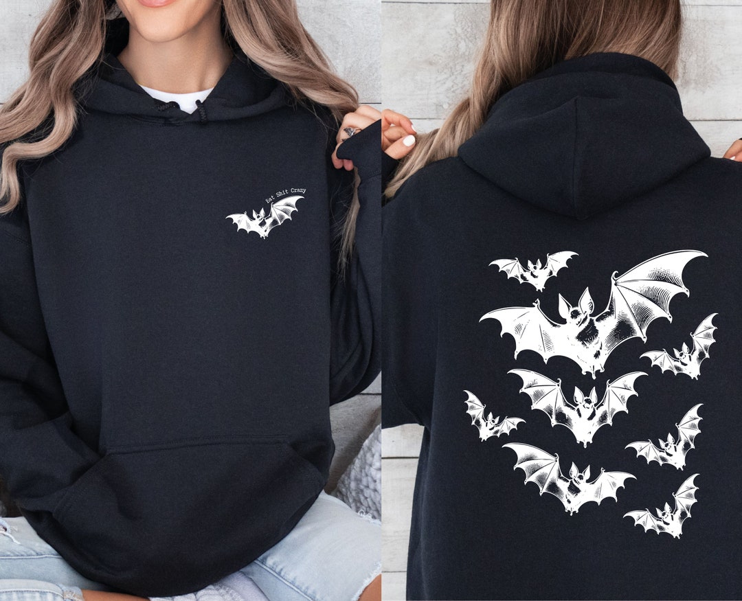 Bats Hoodie, Halloween Bat Jumper, Bat Shit Crazy Pullover, Halloween ...