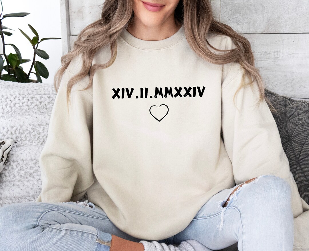Custom Roman Numeral Sweatshirt, Custom Date Jumper, Couple Sweater ...