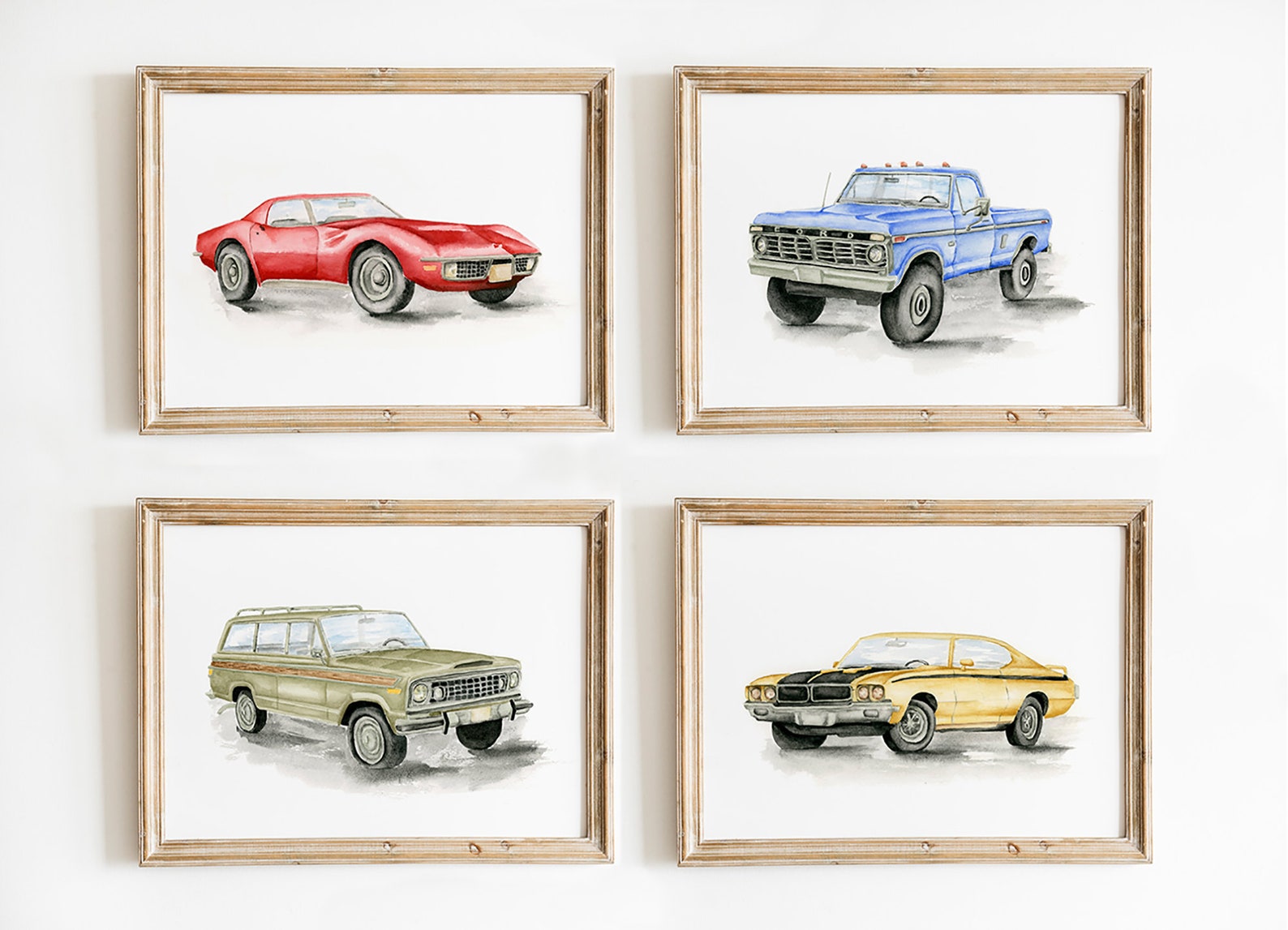 Classic Car Prints Retro Car Art 1970's Car Wall Decor - Etsy