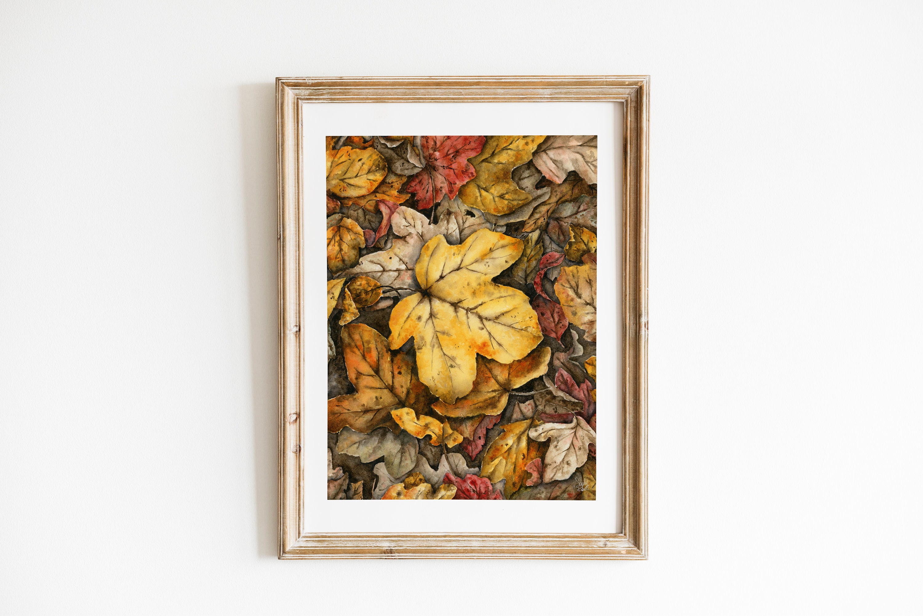 Fallen Autumn Leaves Print Fall Leaves Wall Art Watercolor - Etsy