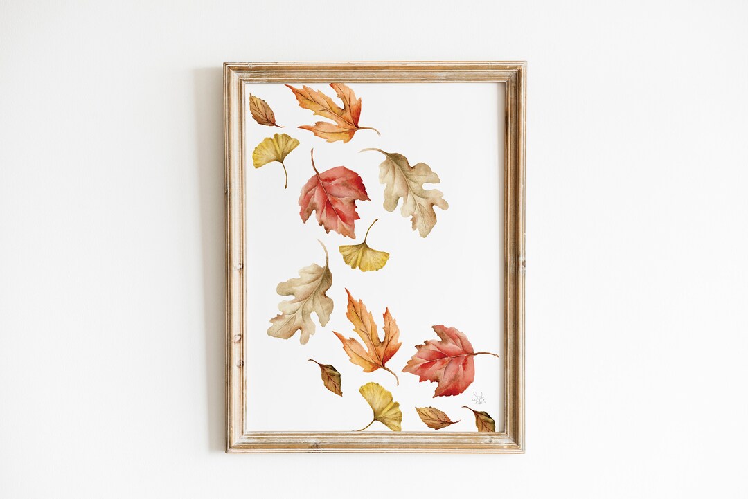 Autumn Leaves Print, Fall Leaves Wall Art, Watercolor Farmhouse Fall ...