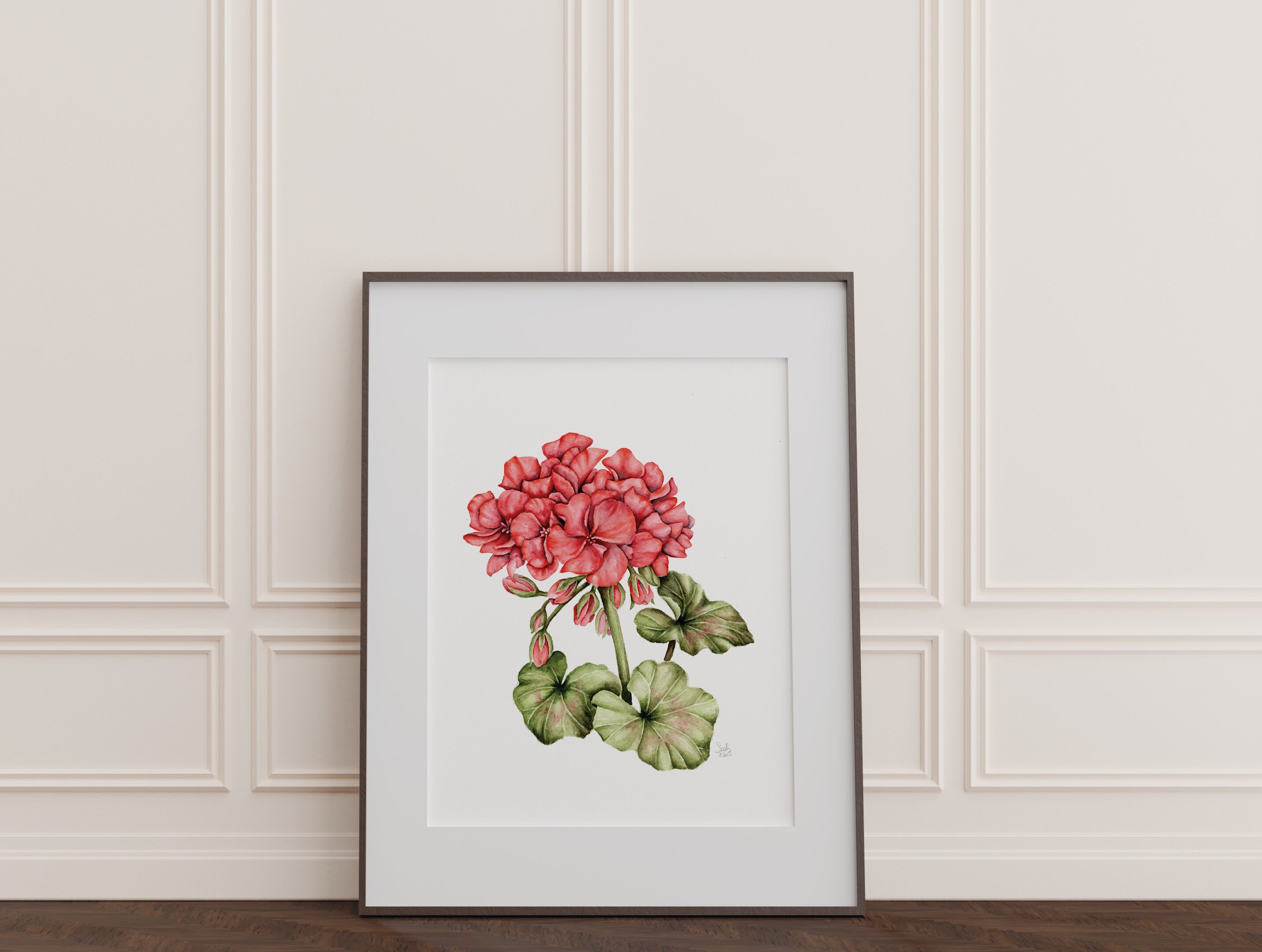 Red Geranium Watercolor Print Botanical Wall Art Floral Home - Etsy