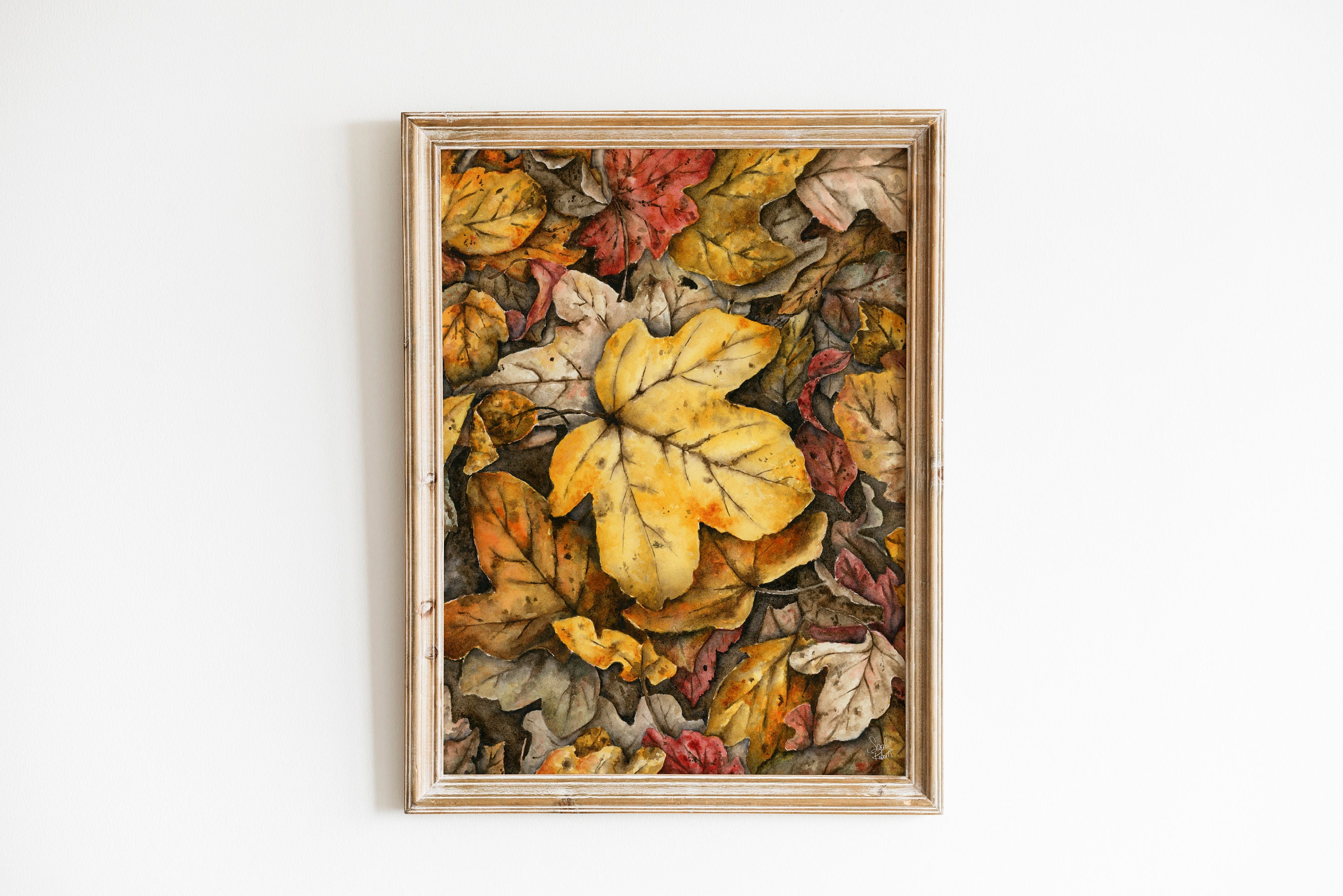 Fallen Autumn Leaves Print Fall Leaves Wall Art Watercolor - Etsy