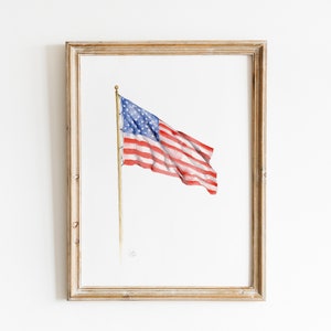 American Flag Watercolor, Fourth of July Art, USA, Patriotic ...