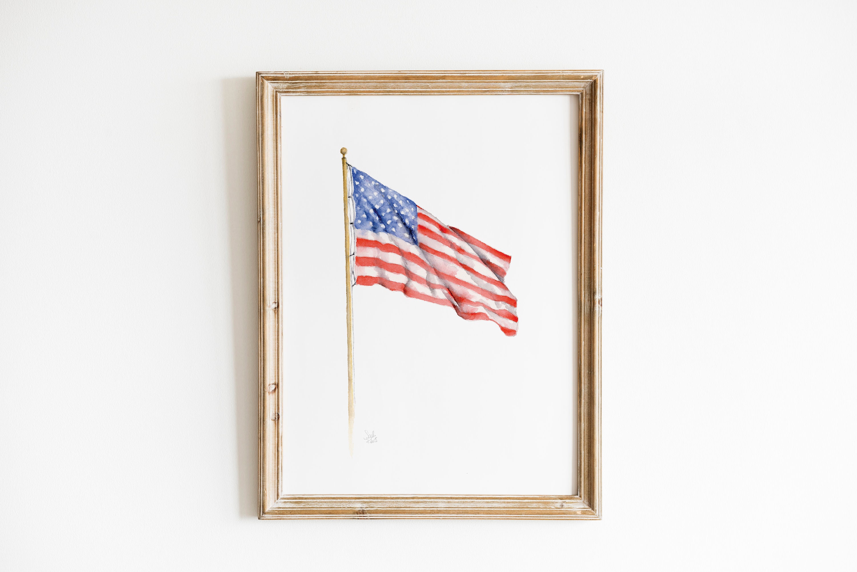 American Flag Watercolor, Fourth of July Art, USA, Patriotic ...