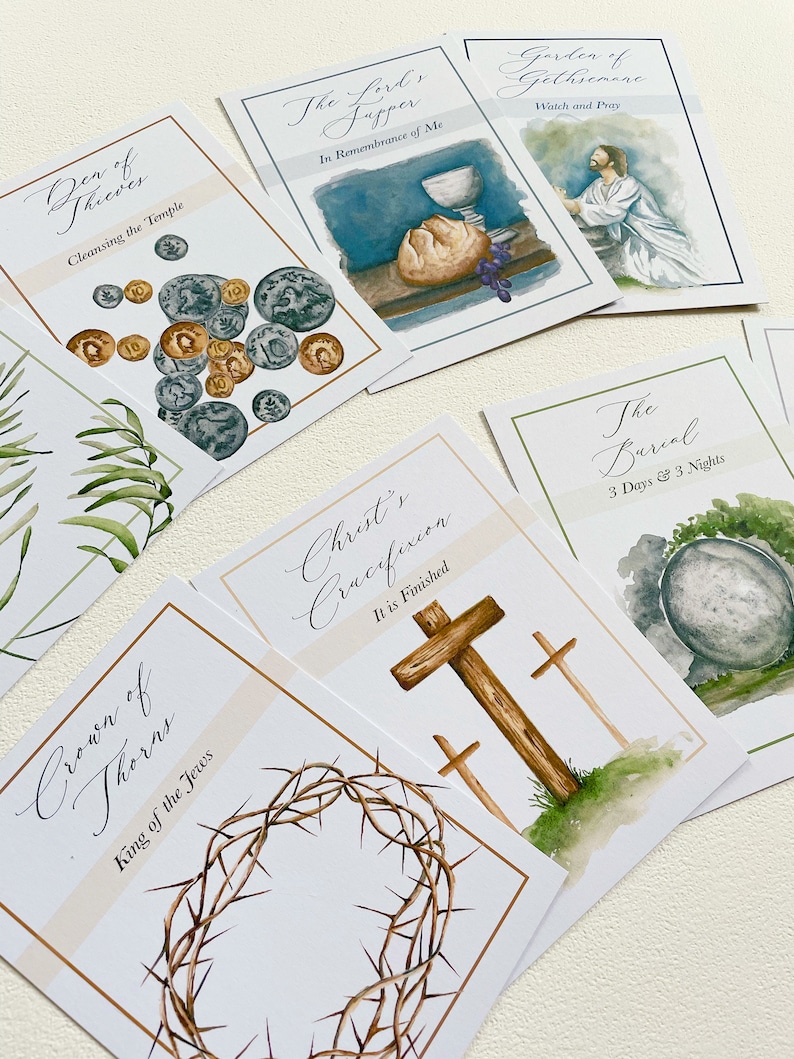 Easter Story 5x7 Cards Holy Week Scripture Cards Easter - Etsy