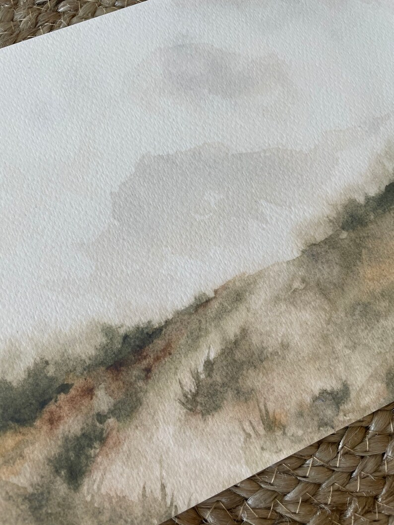 Serene Watercolor Landscape Print Neutral Landscape Path in | Etsy