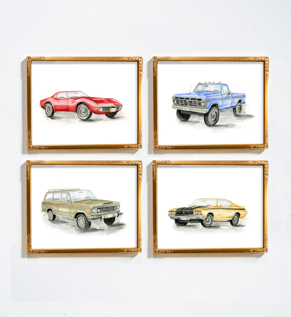 Classic Car Prints Retro Car Art 1970's Car Wall Decor - Etsy