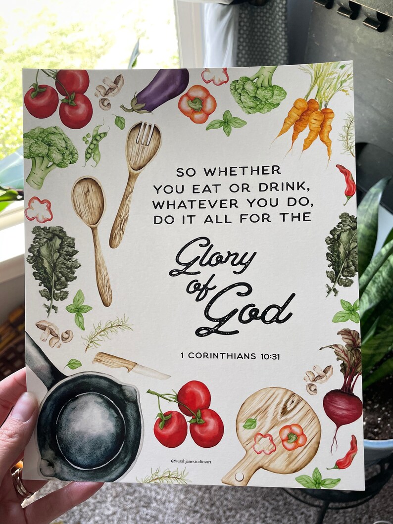 1 Corinthians 10:31 Print Bible Verse Art Kitchen Artwork | Etsy