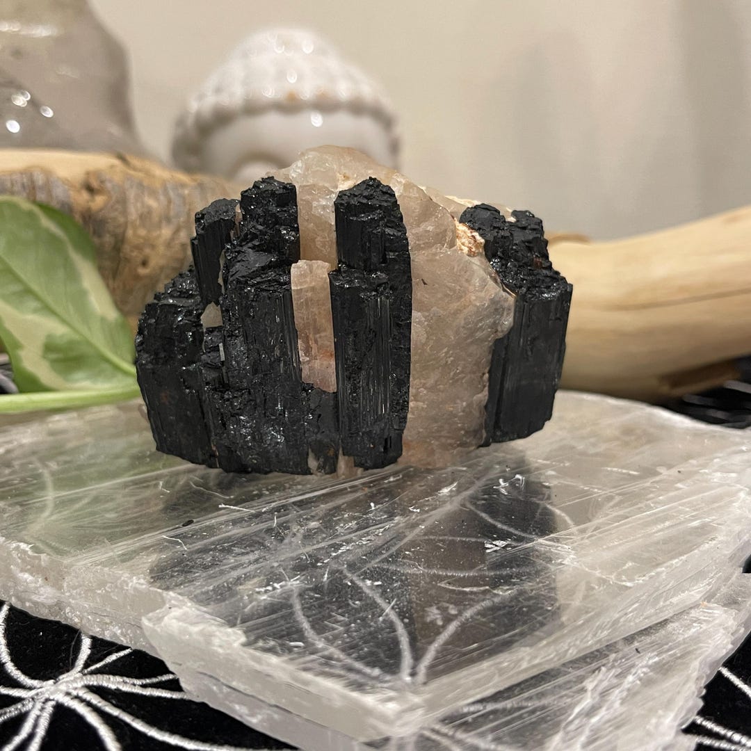 2.9" Black TOURMALINE in QUARTZ Crystals Cluster on Matrix Rock From ...