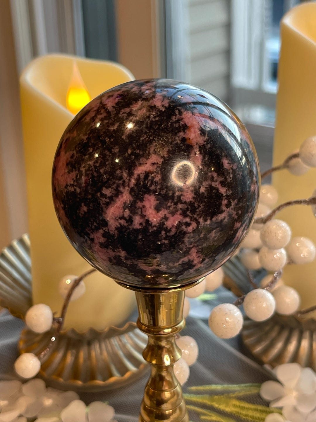 Pink RHODONITE Gemstone Sphere Ball From Madagascar/crystal Ball ...