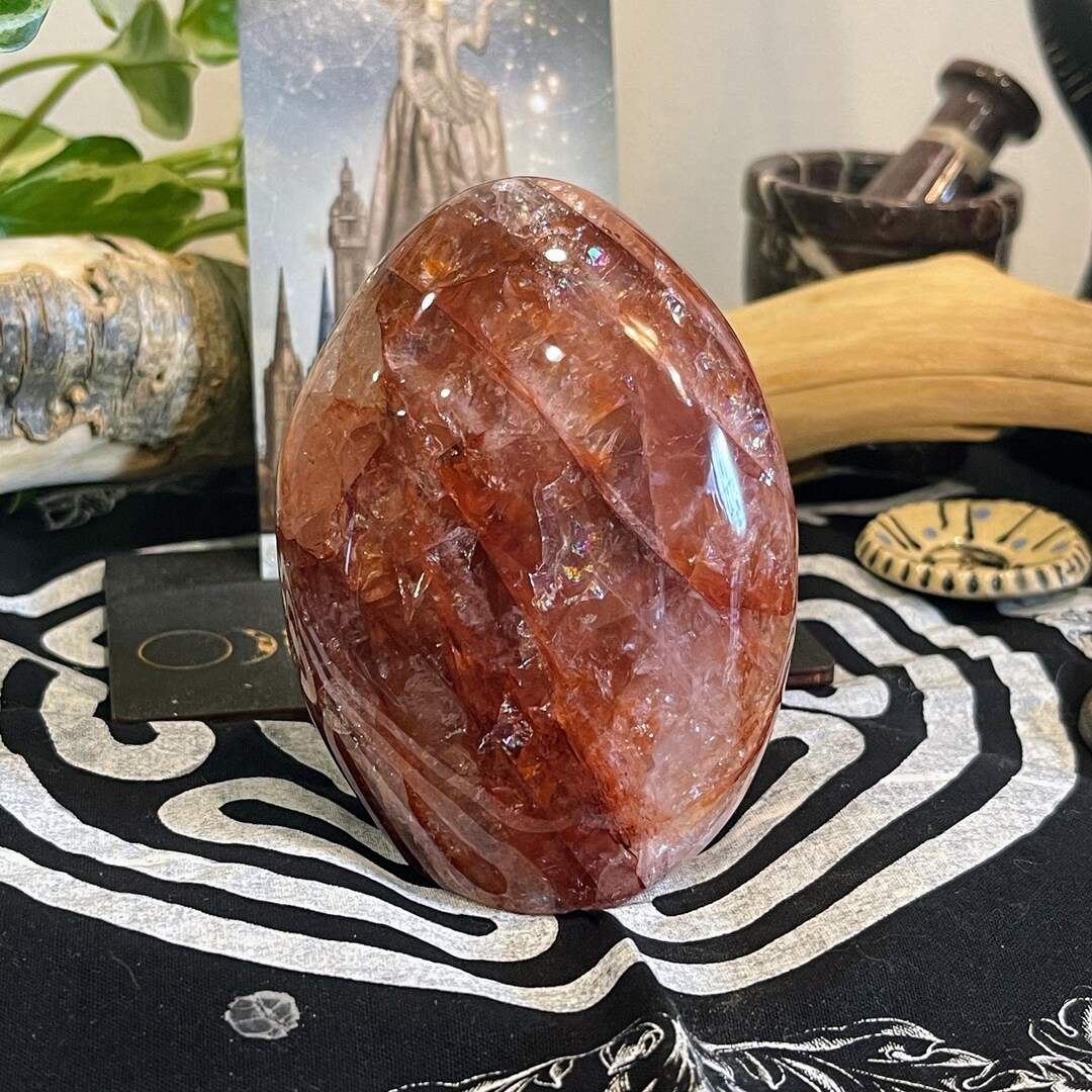 3.6" Hematoid RED FIRE QUARTZ Crystal Polished Freeform From Madagascar ...