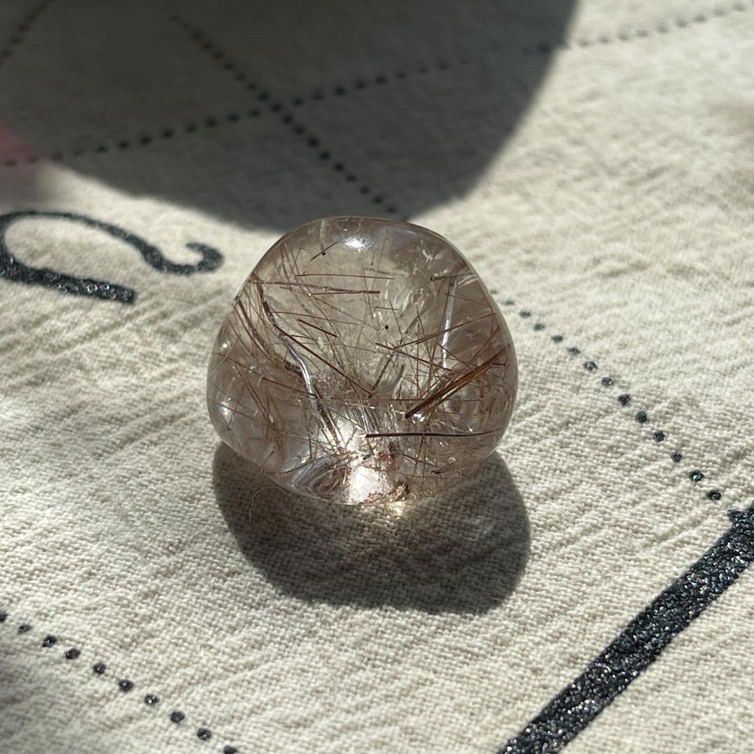 Quartz With Copper Rutile Polished Tumble From Brazil/copper Rutile ...