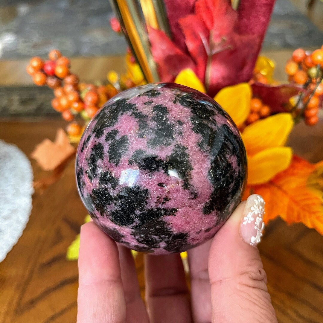 2.9" Pink RHODONITE Gemstone Sphere Ball From Madagascar 74mm/crystal ...