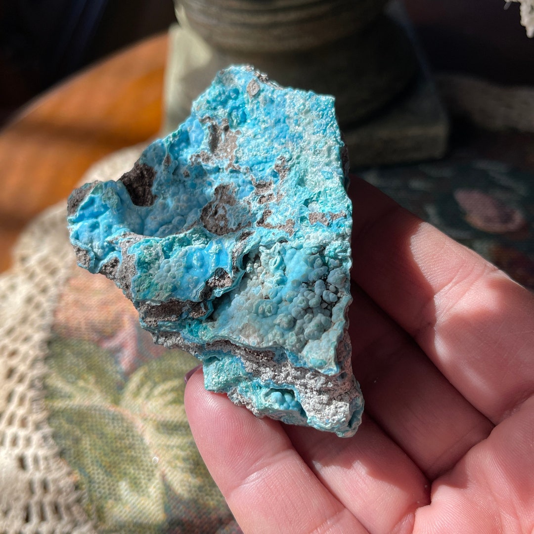 3.3 Botryoidal BLUE HEMIMORPHITE Crystals Cluster From Congo, Africa ...