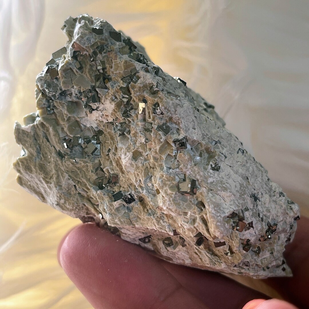 3.3" PYRITE CUBE Micro Crystals in Matrix Rock FROM Navajun Spain ...