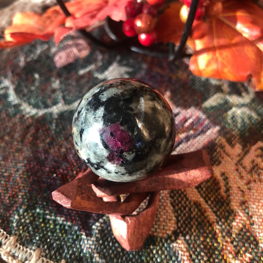 34mm Red EUDIALYTE Crystal Sphere From Kola Peninsula, Russia/crystal ...