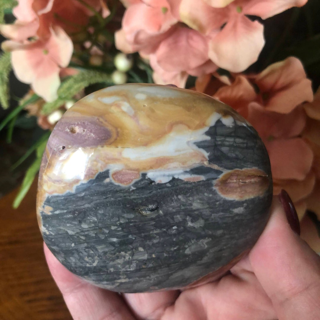 3.1" Brecciated IBIS JASPER Polished Palm Stone Healing From Madagascar ...
