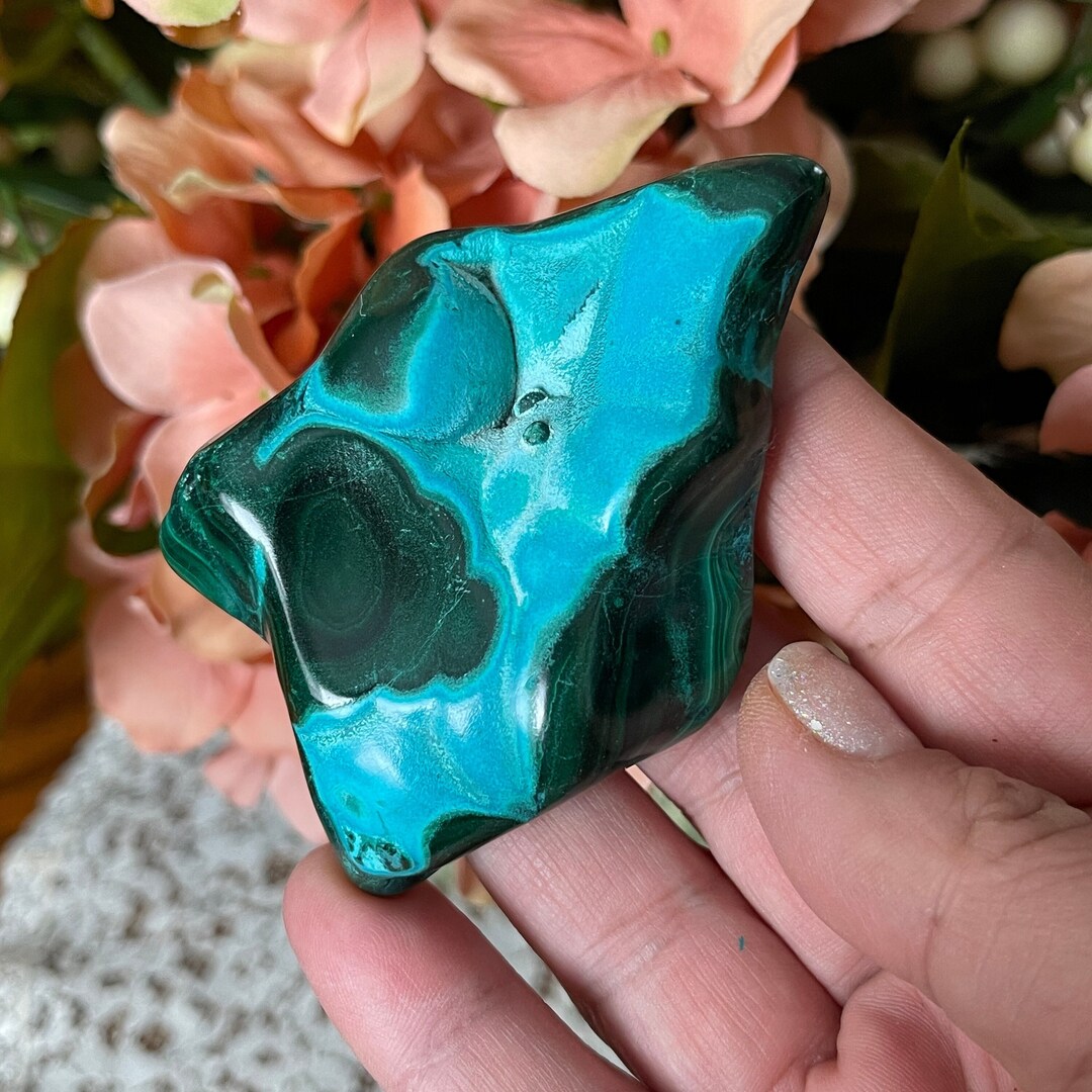 3.4" Polished Botryoidal CHRYSOCOLLA & MALACHITE Gemstone From Congo ...