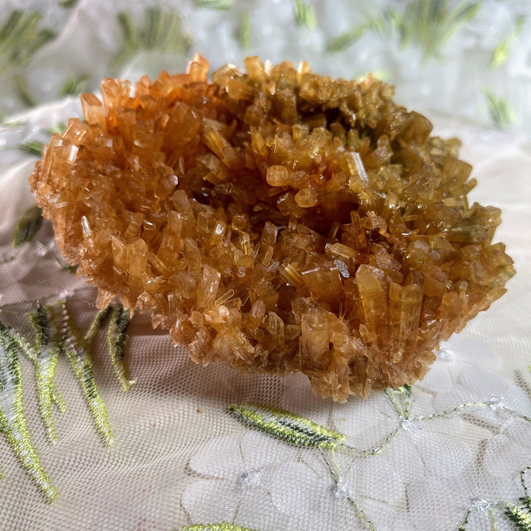 5.3" Green Orange GYPSUM SELENITE Crystal Cluster From Australia ...