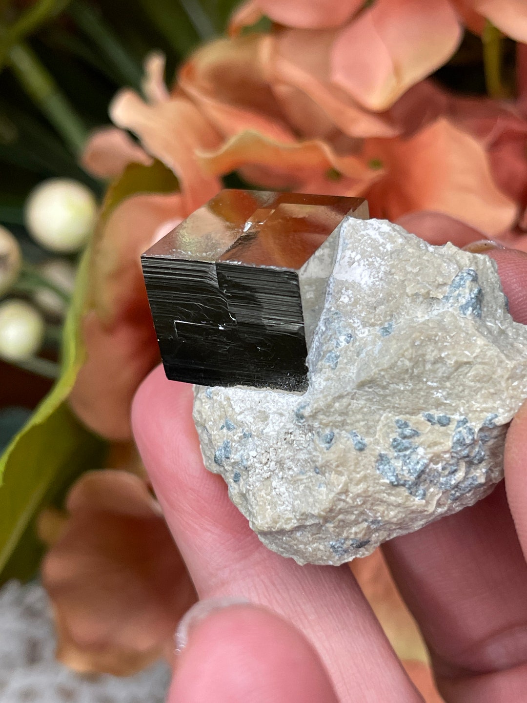 PYRITE CUBE Crystal in Matrix Rock From Navajun Spain/pyrite Cluster ...